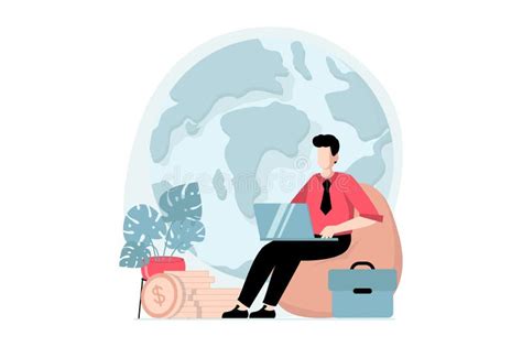 Global Economic Concept With People Scene In Flat Design Stock