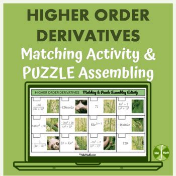 Higher Order Derivatives Matching PUZZLE Assembling Activity By Niki Math