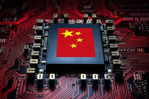premium ai image flag of china on a processor cpu central processing