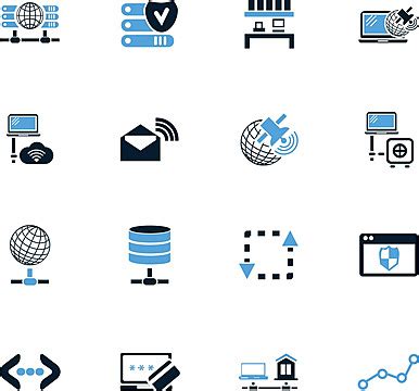 Internetservernetwork Icons Set Database Isolated House Vector