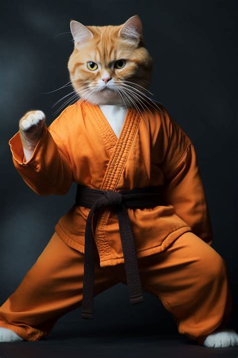 Orange Karate Cat In 2023 Ginger Cat Art Cats Illustration Cat