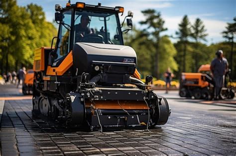 Premium Photo Paver Operator Using Gps Technology For Precise Paving