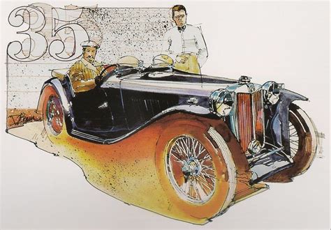 Vintage Car With Racing Number 350 Brown Vintage Car Illustration