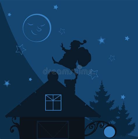 Vector Illustratie De Kerstman Op Het Dak Vector Illustratie