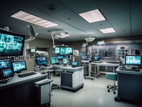 Equipo Médico En La Suite De Cirugía De Alta Tecnología Stock de