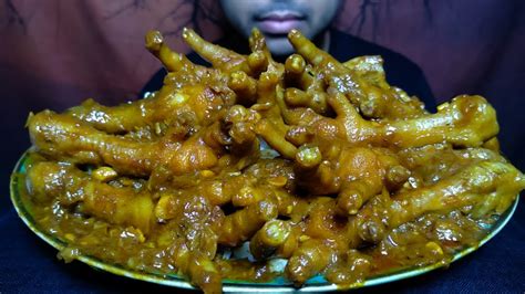 Eating Spicy Chicken Feet Curry With Rice Eating Valobashi Youtube