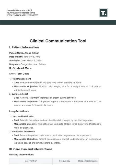 Free Clinical Communication Tool Template To Edit Online