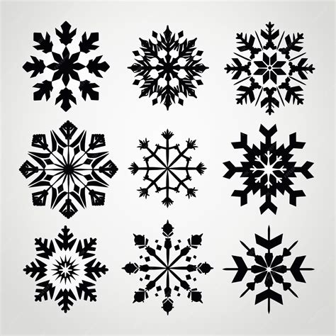 Premium Ai Image Elegant Snowflake Vector Art Minimalistic Black And