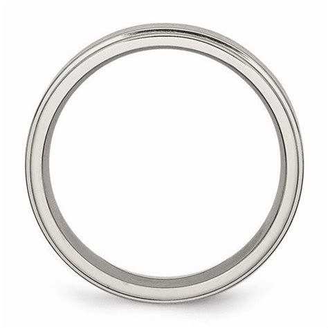 Mens Wedding Band Titanium Ridged Edge 6mm Brushed And Polished Band