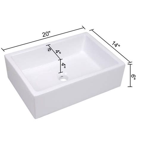 DIY Rectangle Bath Vessel Porcelain Sink W Overflow Drain