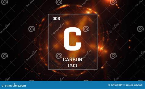 Carbon As Element 6 Of The Periodic Table 3d Animation On Orange Background Stock Illustration