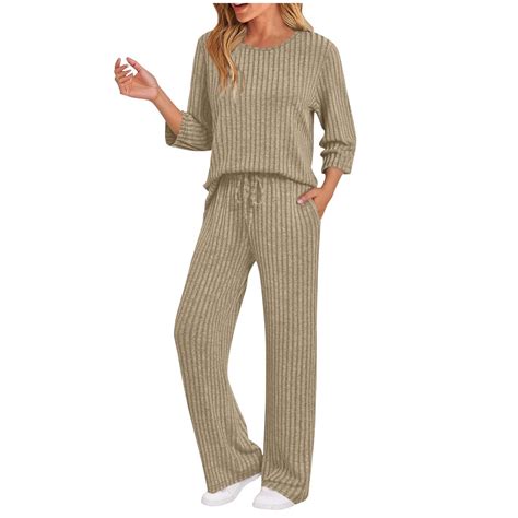 Aofany Two Piece Sets For Women Lounge Sets Casual Long Sleeve Tops And Long Pants Vacation