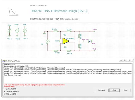 Ths4561 Tina Ti Reference Design Warning Amplifiers Forum Amplifiers Ti E2e Support Forums