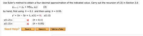 solved use euler s method to obtain a four decimal