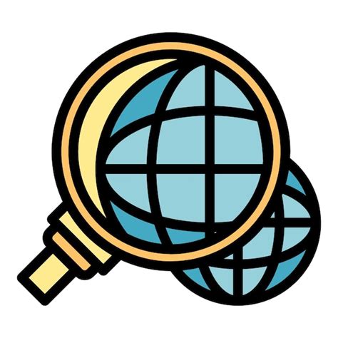 Premium Vector Global Innovation Under Magnifier Icon Outline Global