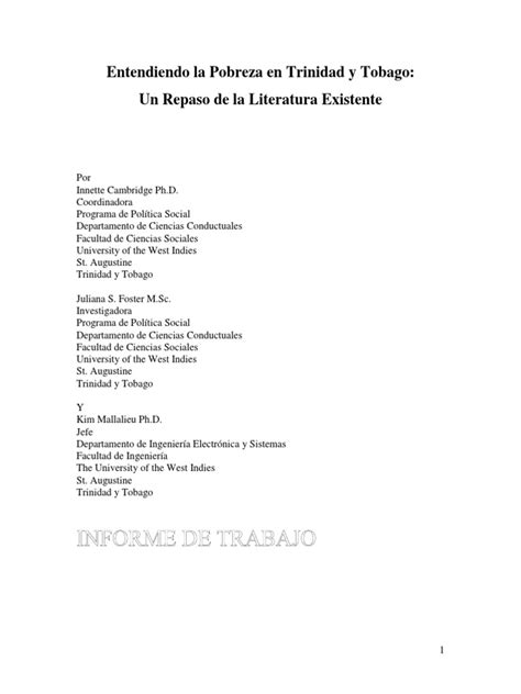 Understanding Poverty In Trinidad And Tobago Pdf Pobreza Pobreza