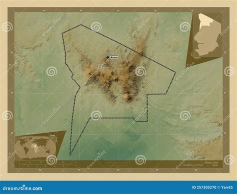 Tibesti Chad Physical Labelled Points Of Cities Stock Illustration