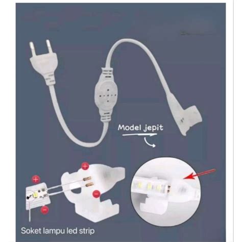 Jual Socket Colokan Led Strip Lampu 3528 5050 220v Adaptor Lampu Strip Selang Jepit Jarum And Rgb