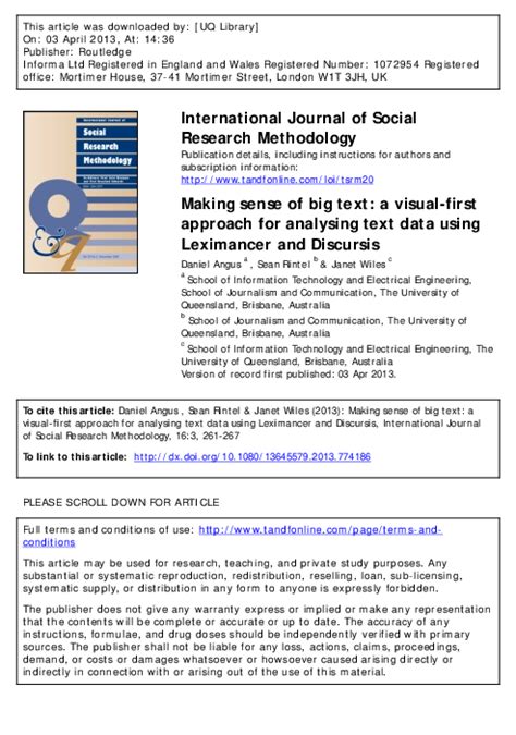 Pdf Making Sense Of Big Text A Visual First Approach For Analysing