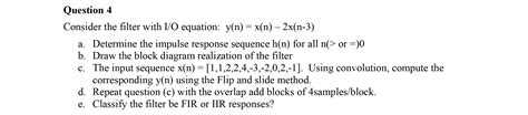 Solved Question Consider The Filter With I O Equation Chegg