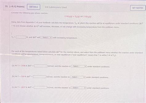 Consider The Following Gas Phase Reaction 2SO2 Chegg