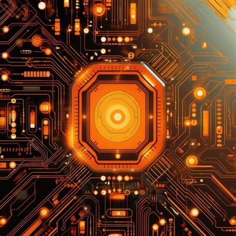 premium photo digital circuitry futuristic seamless orange pattern