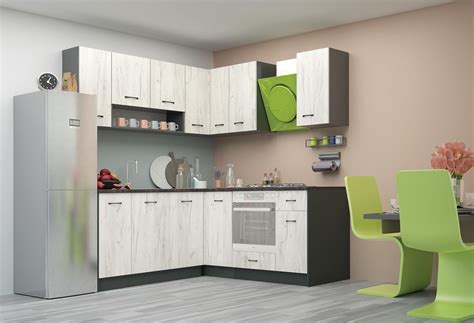 Ъглова кухня Верона 3 пасифик бял крафт • Ъглови кухни • Мебели Монема