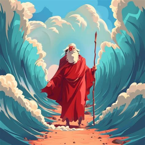 Premium Photo Cartoon Illustration Of Moses Parting The Red Sea