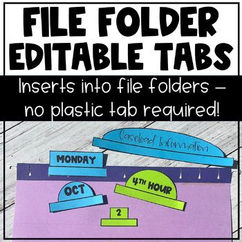 Hanging File Folder Tab Insert Editable Organization Labels Or Notebook Dividers