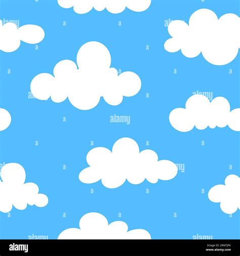 white clouds in the sky seamless pattern naive groovy background