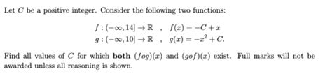 Solved Let C Be A Positive Integer Consider The Following