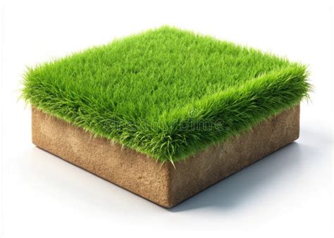 Detailed 3d Rendered Crosssection Of Square Grassy Ground Realistic