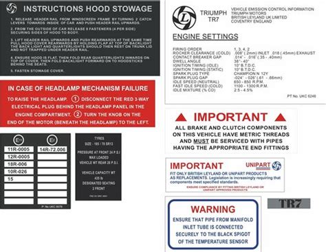 Zen Graphics Triumph Tr8 Replacement Engine Bay Decals Stickers