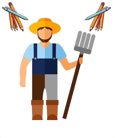 Premium Vector Farmer Cartoon Vector Icon Illustration