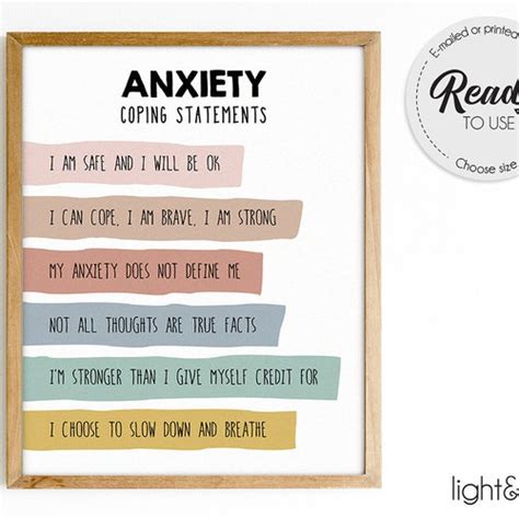 Anxiety Coping Statement Poster Calm Down Corner Therapy Etsy