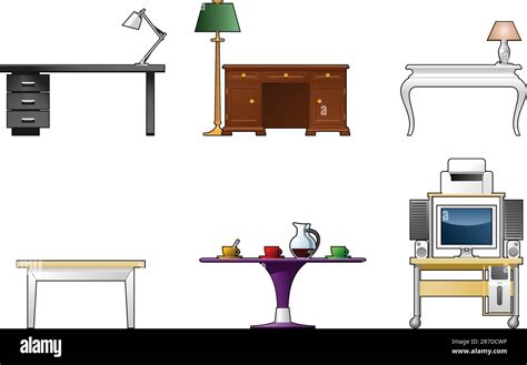 vector color illustration of six tables stock vector image and art alamy