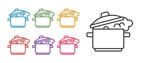 Définir La Ligne Icône De La Marmite Isolée Sur Fond Blanc Symbole De
