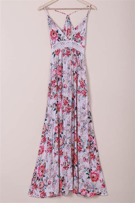 [13 Off] Floral Floor Length Slip Dress Rosegal