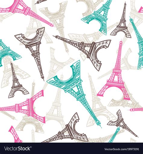 Eiffel Tower Seamless Pattern French Royalty Free Vector