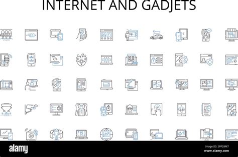 Internet And Gadjets Line Icons Collection Expansion Increase Profit