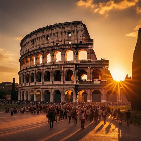 Premium Ai Image Crowd Gathered On Colosseum In Rome Generative Ai