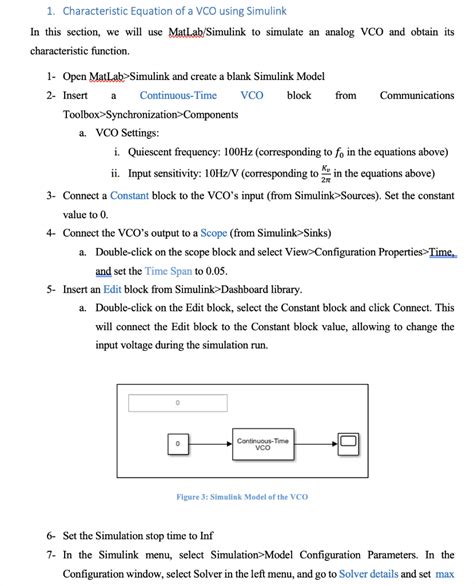 solved 1 characteristic equation of a vco using simulink in