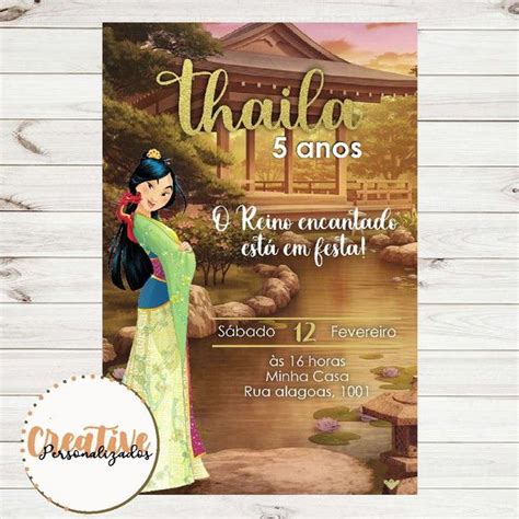 Convite Digital Mulan Elo7 Produtos Especiais Mulan Book Cover Art