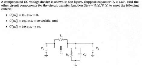 Solved A Compensated Rc Voltage Divider Is Shown In The Figure