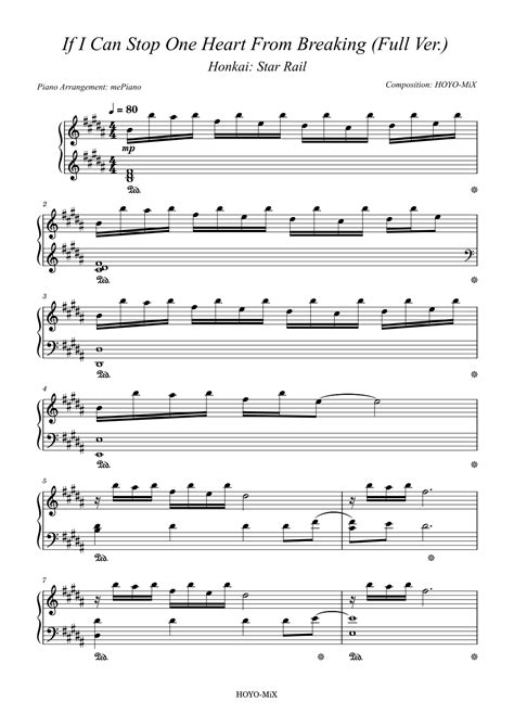 If I Can Stop One Heart From Breaking Honkai Star Rail Sheet Music