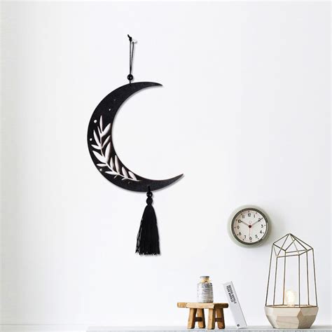 Mandala Moon ตกแต่ง Dream Catcher Hitam ดวงจันทร์แขวนผนัง Boho ห้อง