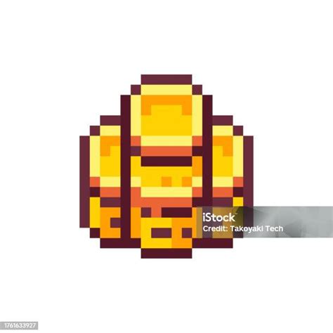 픽셀 아트 코인 스택 레트로 8 비트 스타일 보물 금화 그림입니다 스티커 복고풍 장식 요소 게임 자산 이모티콘 패치 아바타에 이상적입니다 0명에 대한 스톡 벡터 아트 및