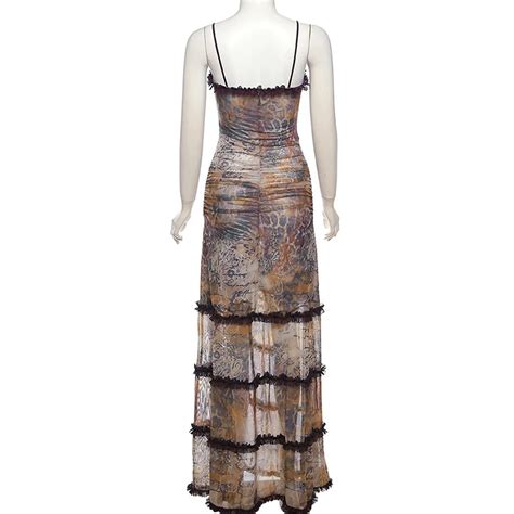 Frilly Halter Backless Split Long Dresses For Women Y2k 2000s Aestheti
