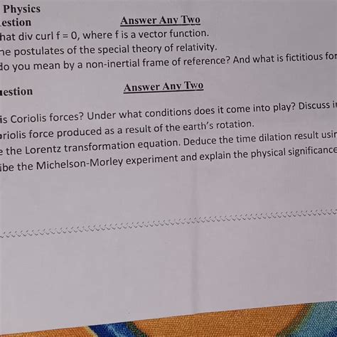 Physics Estion Answer Any Two Hat Operatorname { Div } Curl F 0 Wher