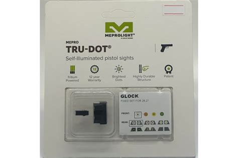 Mepro Tru Dot® Ml 10226 Fixed Sight Set For Glock G26 G27 Green Front